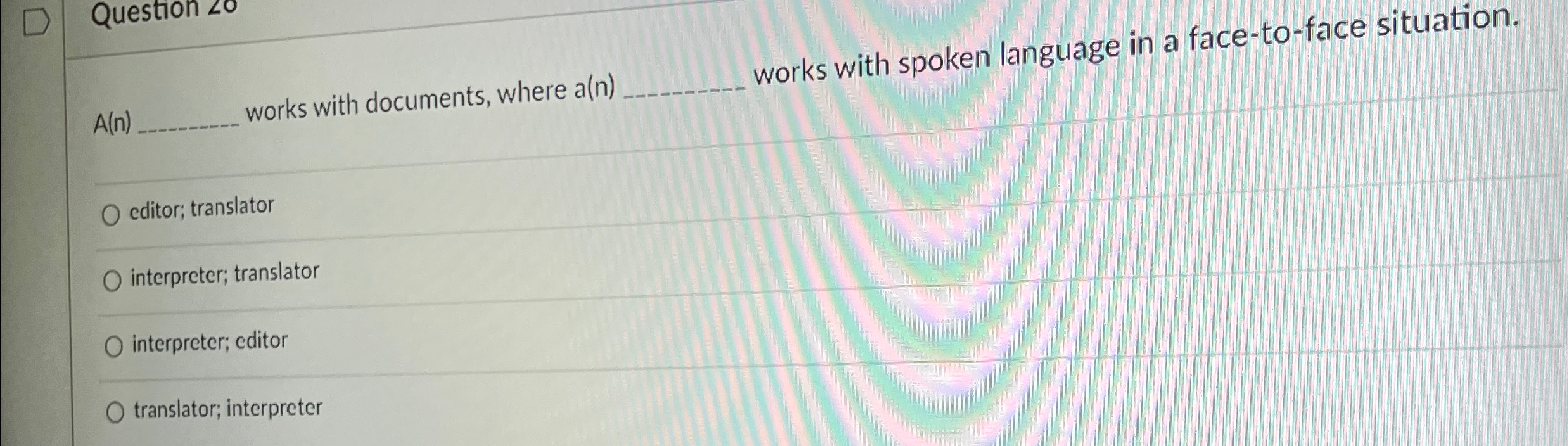 Solved Question ??0A(n) ﻿works with documents, where | Chegg.com