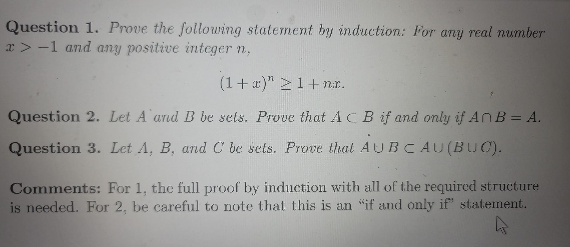 Solved Question 1. Prove the following statement by | Chegg.com