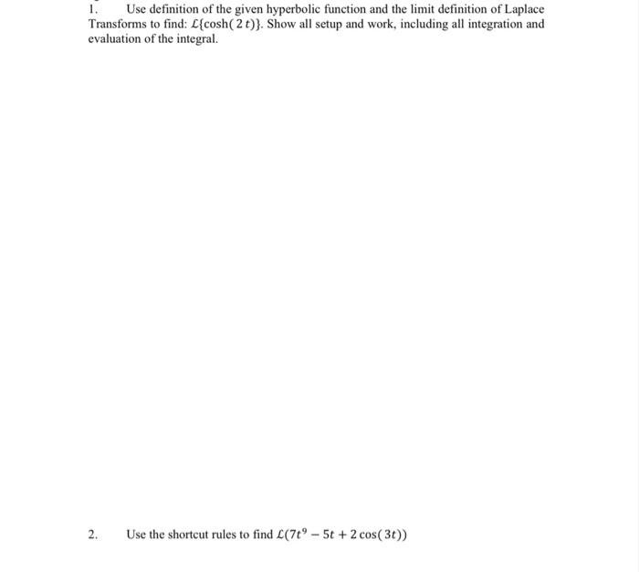 Solved 1. Use definition of the given hyperbolic function | Chegg.com