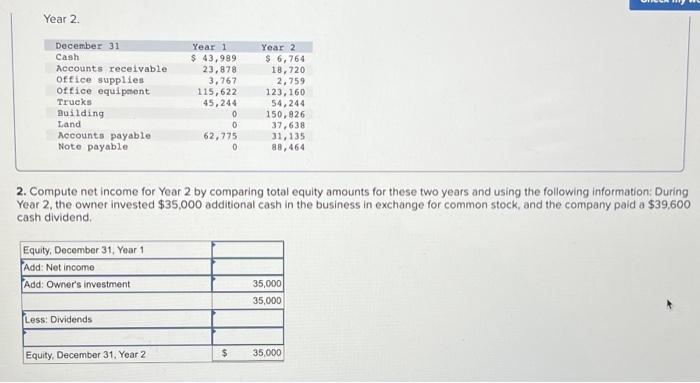 Solved Year 2. 2. Compute net income for Year 2 by comparing | Chegg.com Solved Year 2. 2. Compute net income for Year 2 by comparing | Chegg.com