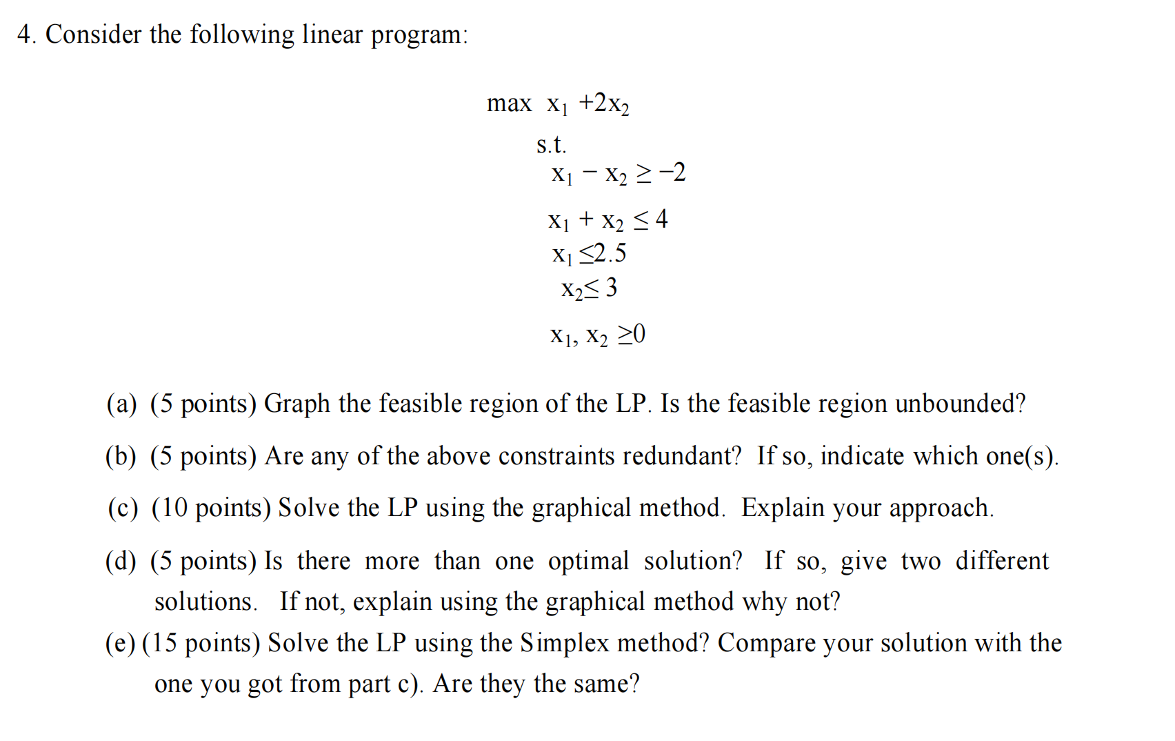Solved Consider the following linear program:max | Chegg.com