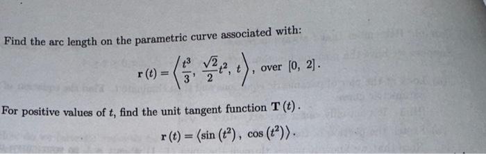 Solved Find the arc length on the parametric curve | Chegg.com