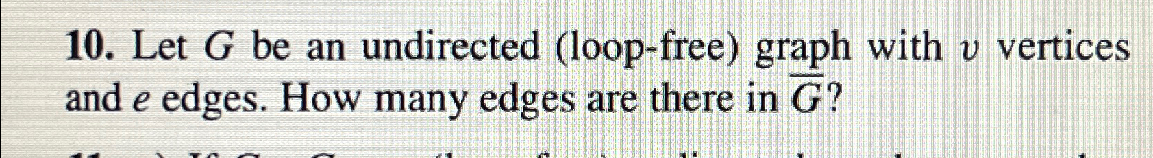 Solved Let G ﻿be an undirected (loop-free) ﻿graph with v | Chegg.com