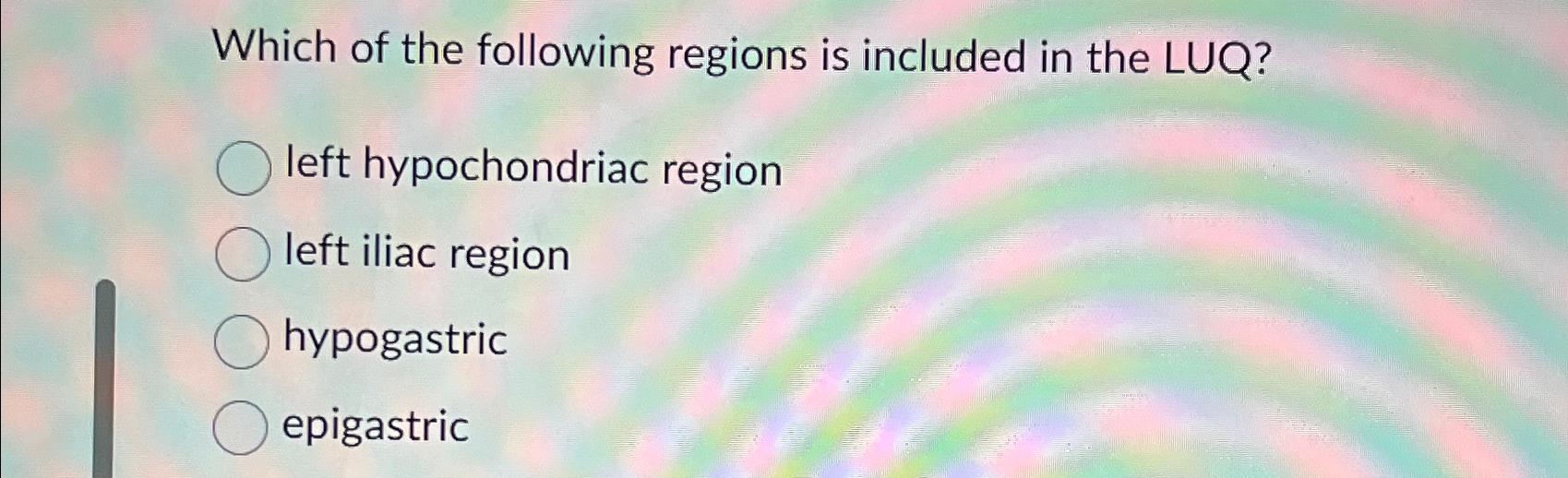 Solved Which of the following regions is included in the | Chegg.com