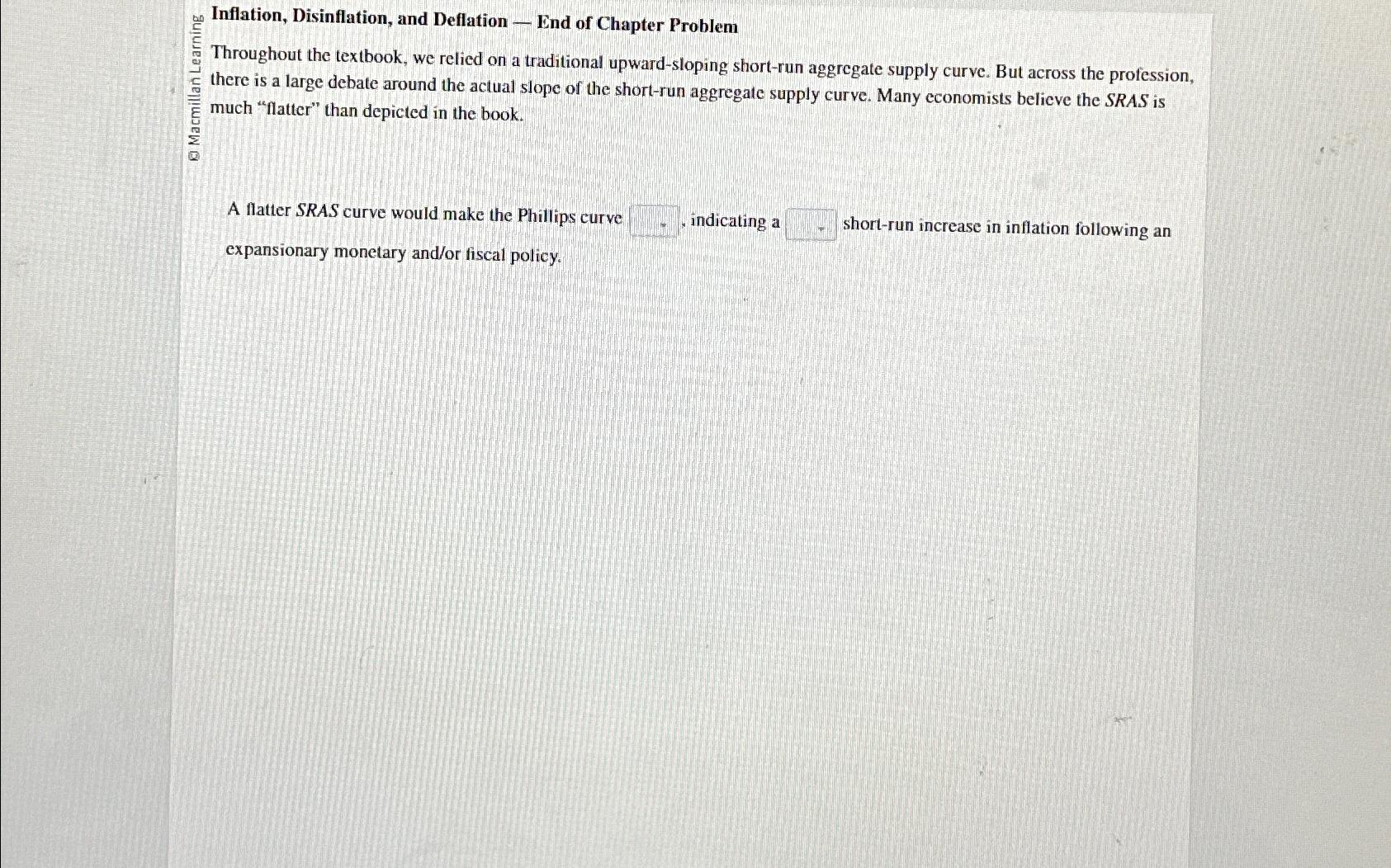 Solved Inflation, Disinflation, and Deflation - ﻿End of | Chegg.com