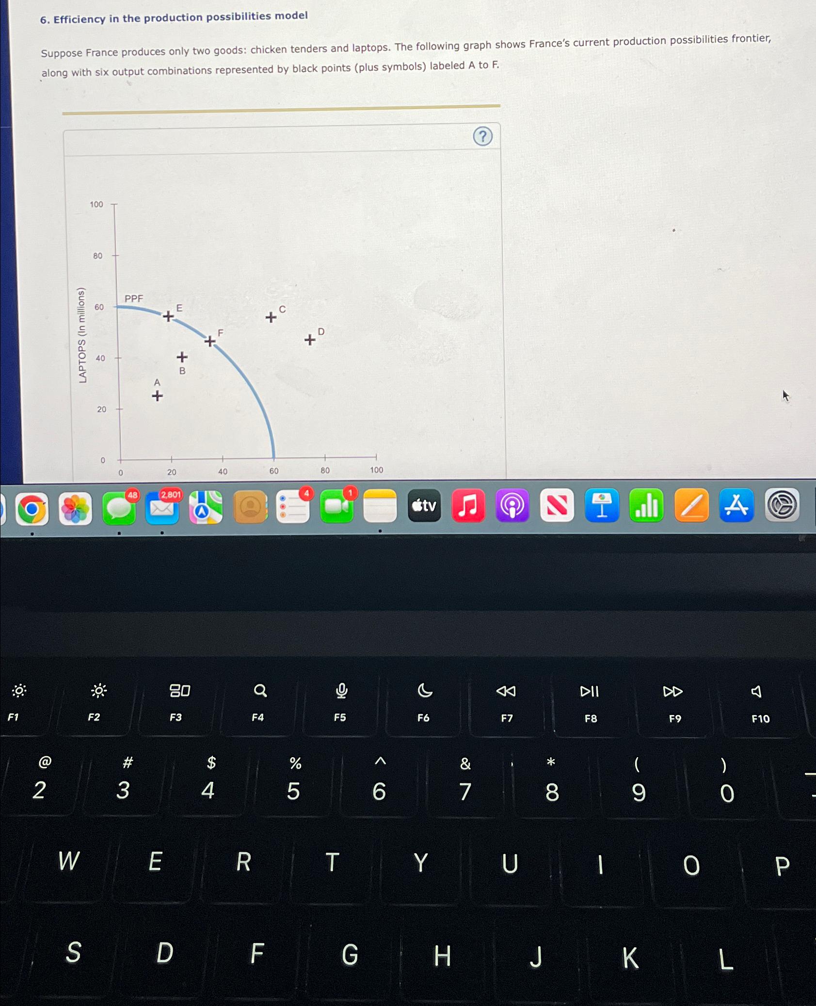Solved Efficiency in the production possibilities | Chegg.com