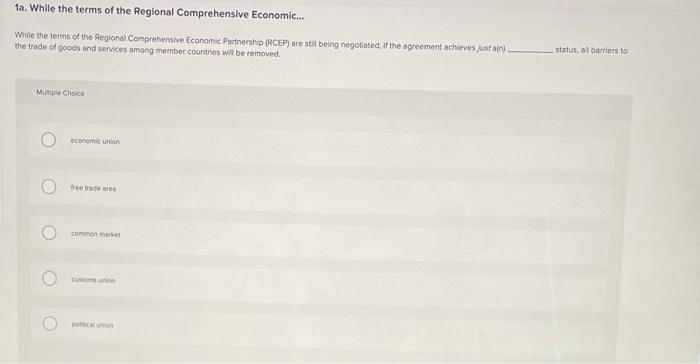 Solved 1a. While the terms of the Regional Comprehensive | Chegg.com