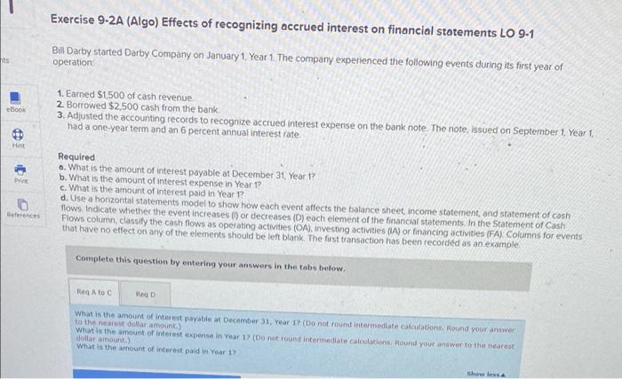 Solved Exercise 9-2A (Algo) Effects of recognizing accrued | Chegg.com