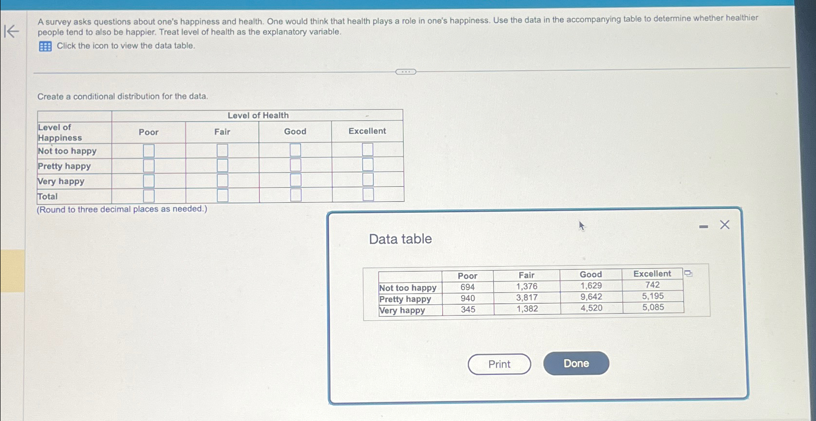 Solved people tend to also be happier. Treat level of health | Chegg.com