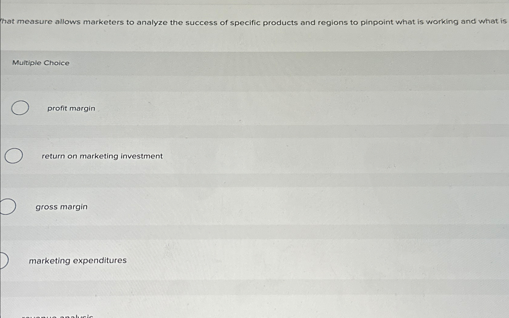 Solved That measure allows marketers to analyze the success | Chegg.com