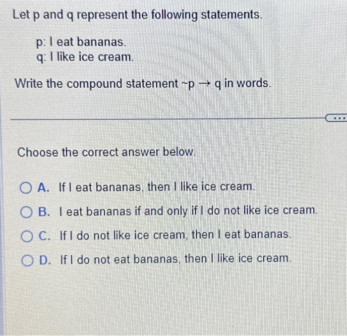 Solved Let p and q represent the following statements. p:1 | Chegg.com