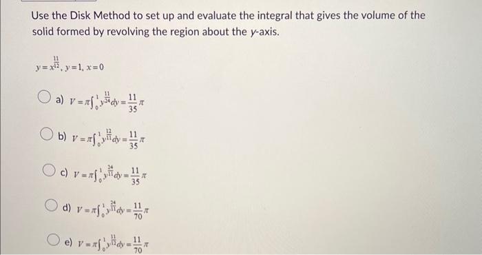 Solved Use the Disk Method to set up and evaluate the | Chegg.com