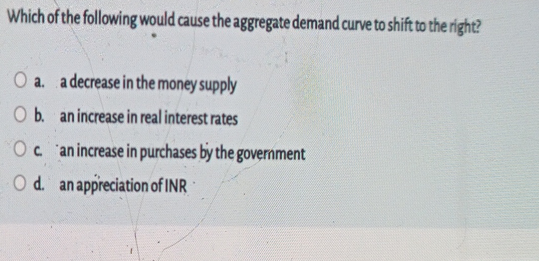 Solved Which of the following would cause the aggregate | Chegg.com