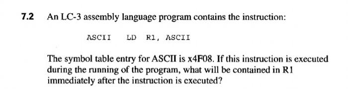 7.2 An LC-3 assembly language program contains the | Chegg.com