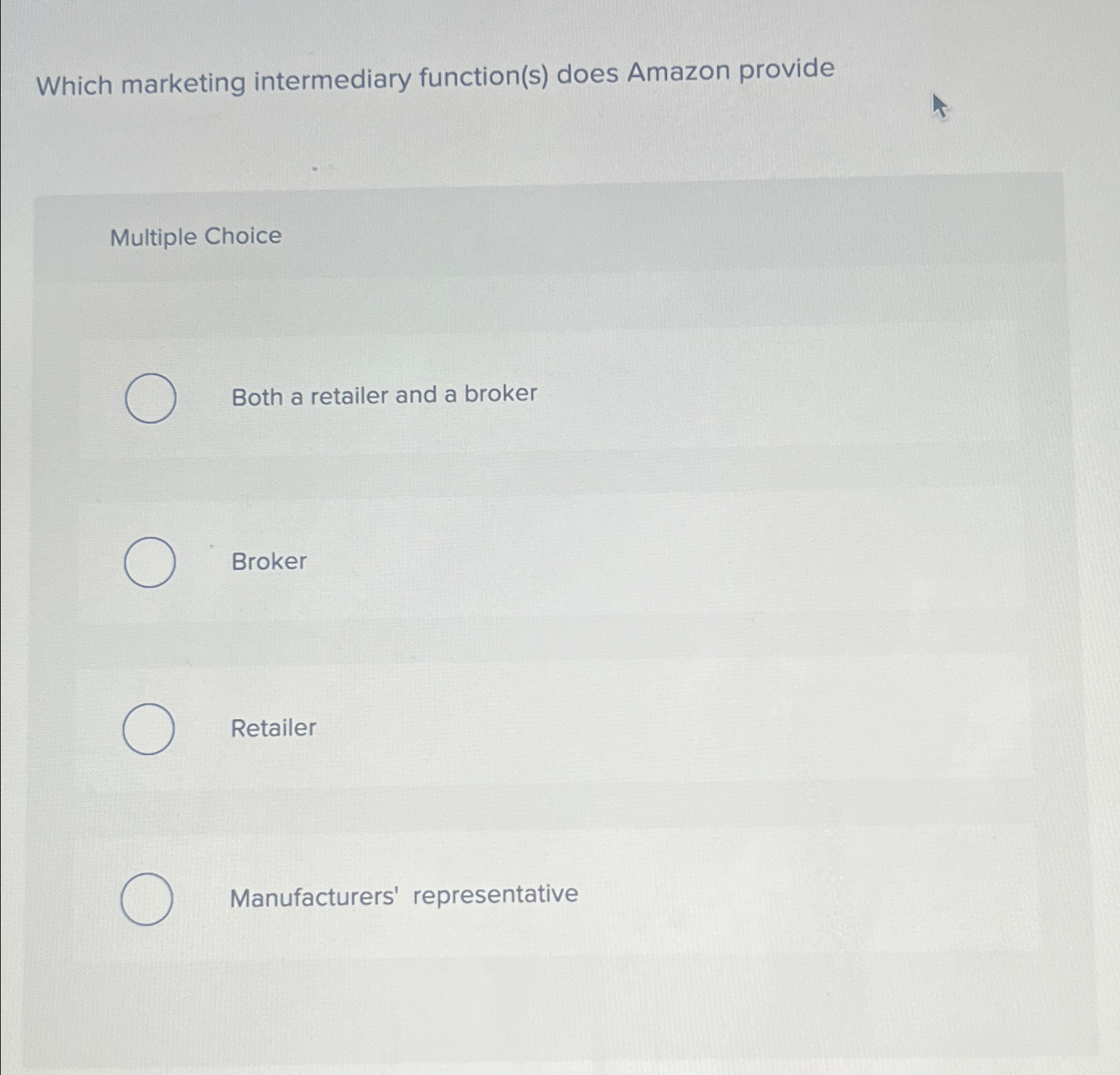 Solved Which marketing intermediary function(s) ﻿does Amazon | Chegg.com