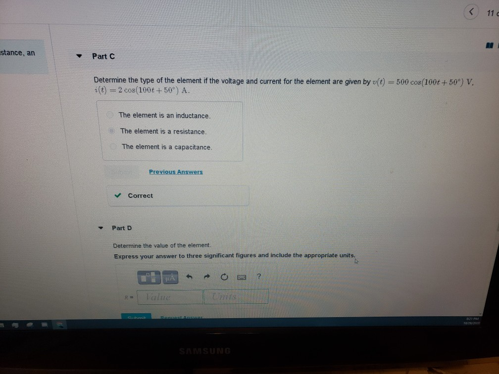 Solved A certain circuit element is known to be a | Chegg.com