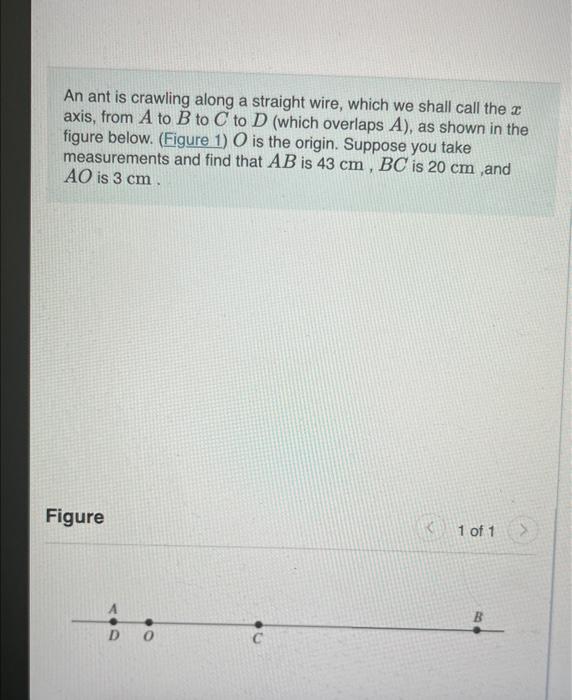 Solved An ant is crawling along a straight wire, which we | Chegg.com