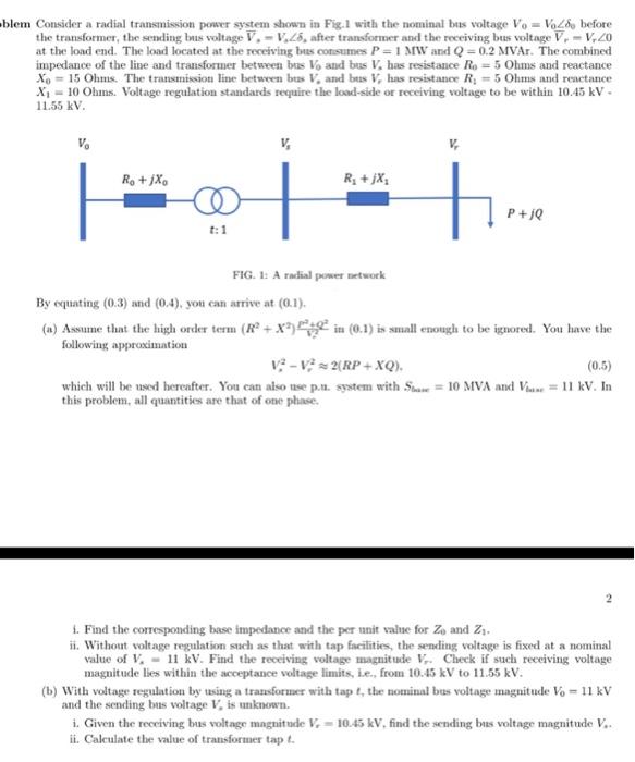 Solved blem Consider a radial transmission power system | Chegg.com