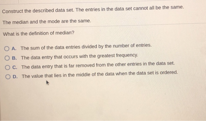 Solved Construct the described data set. The entries in the | Chegg.com