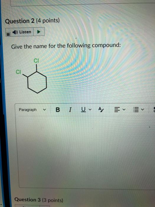 Solved Listen Name the following compound: H3C. H3C CH3 | Chegg.com