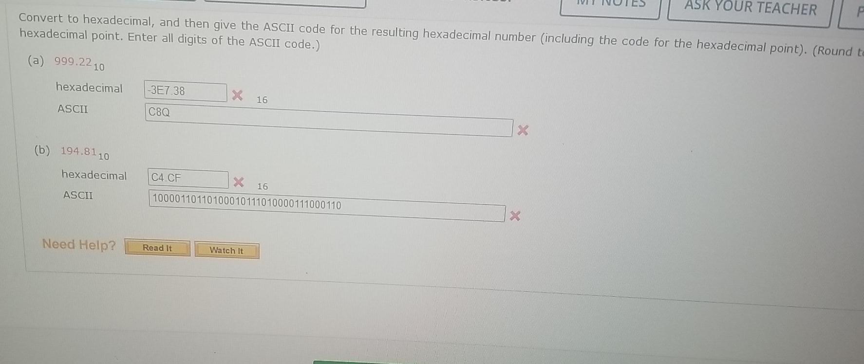 Solved ASK YOUR TEACHER P Convert to hexadecimal, and then | Chegg.com