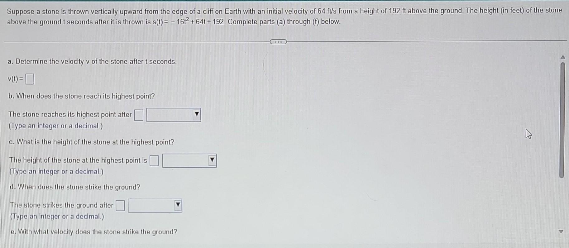 Solved Suppose a stone is thrown vertically upward from the | Chegg.com