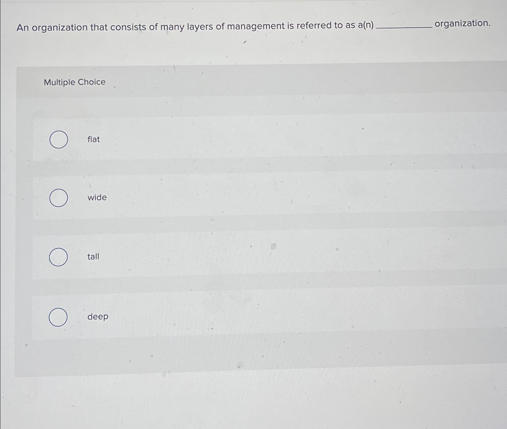 Solved An organization that consists of many layers of | Chegg.com