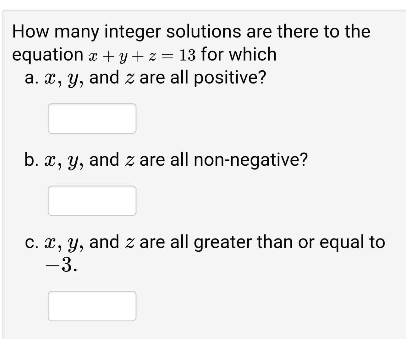 Solved How many integer solutions are there to the equation | Chegg.com