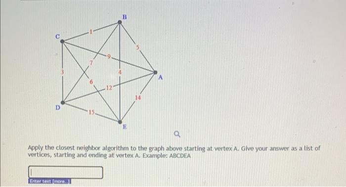 Solved B 15 E Apply the closest neighbor algorithm to the | Chegg.com
