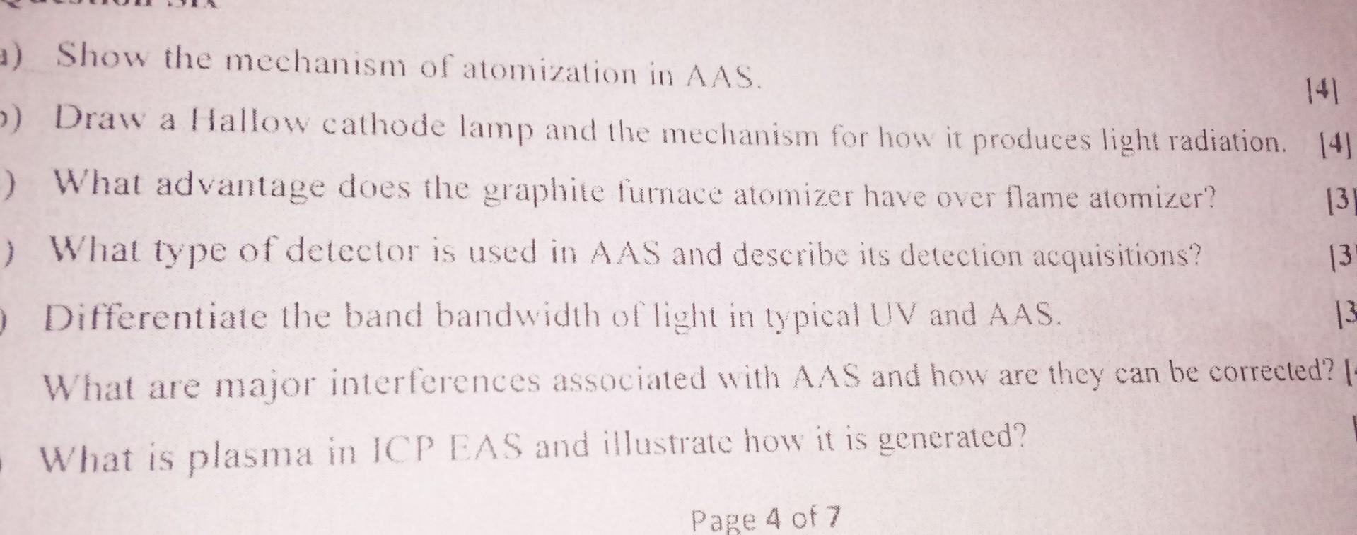 Solved Show the mechanism of atomization in AAS. 141 Draw a | Chegg.com