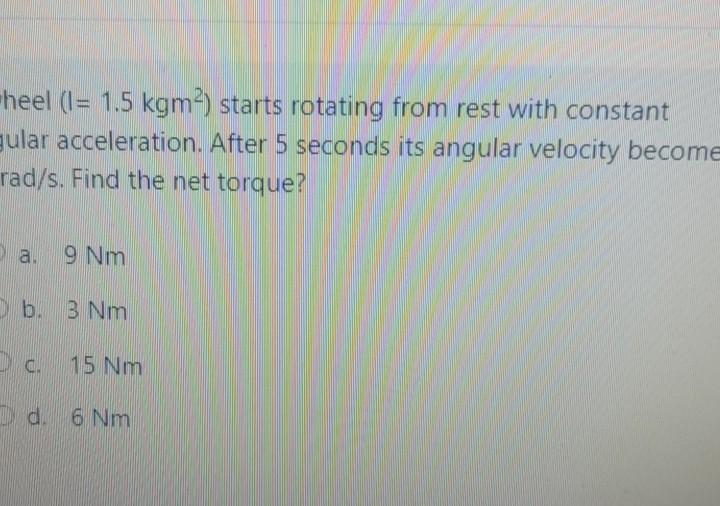 Solved heel (I= 1.5 kgm”) starts rotating from rest with | Chegg.com