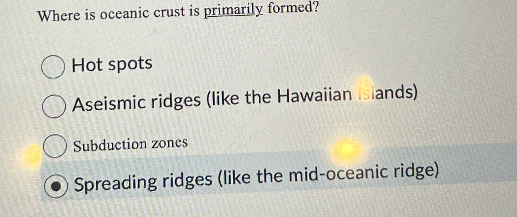 Solved Where is oceanic crust is primarily formed?Hot | Chegg.com