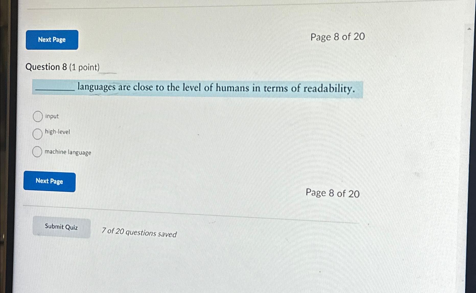 Solved Page 8 ﻿of 20Question 8 (1 ﻿point)languages are close | Chegg.com
