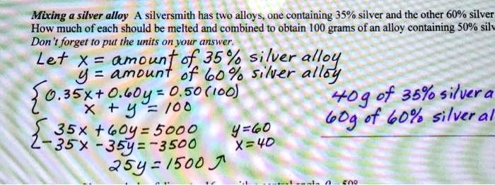 Solved Mixing a silver alloy A silversmith has two alloys, | Chegg.com