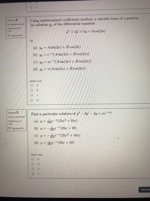Solved Using undetermined coefficients method, a suitable | Chegg.com