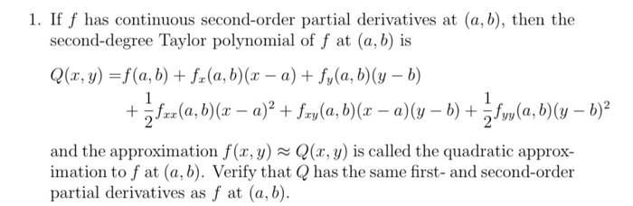 Solved 1. If f has continuous second-order partial | Chegg.com