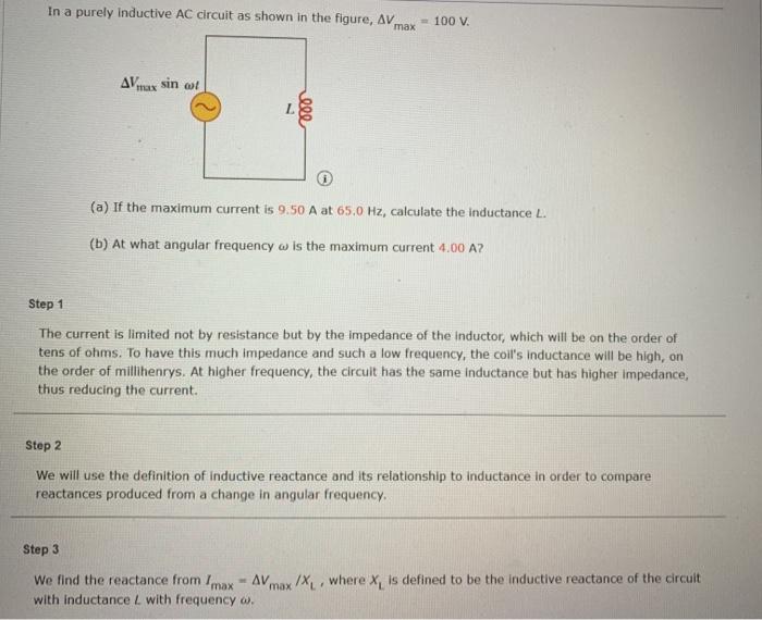 Solved In a purely inductive AC circuit as shown in the | Chegg.com