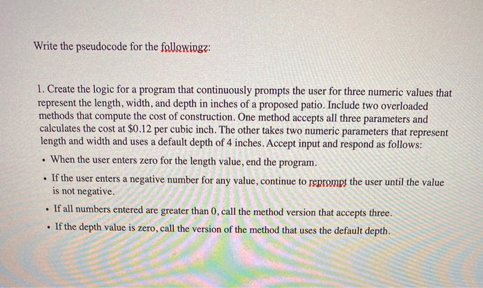 Solved Write the pseudocode for the followingz: 1. Create | Chegg.com