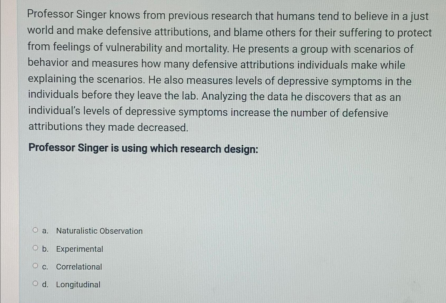 Solved Professor Singer knows from previous research that | Chegg.com