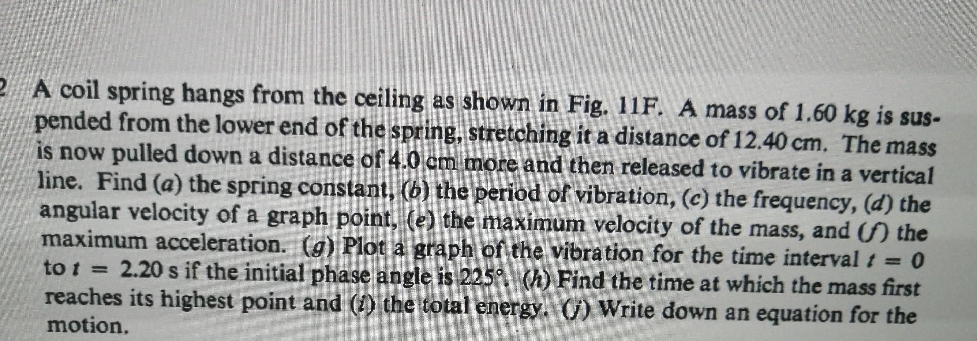 Solved A coil spring hangs from the ceiling as shown in Fig. | Chegg.com