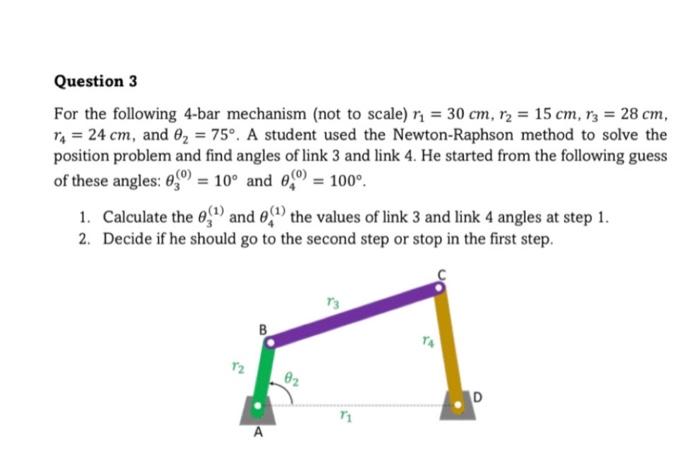 Solved For the following 4-bar mechanism (not to scale) | Chegg.com