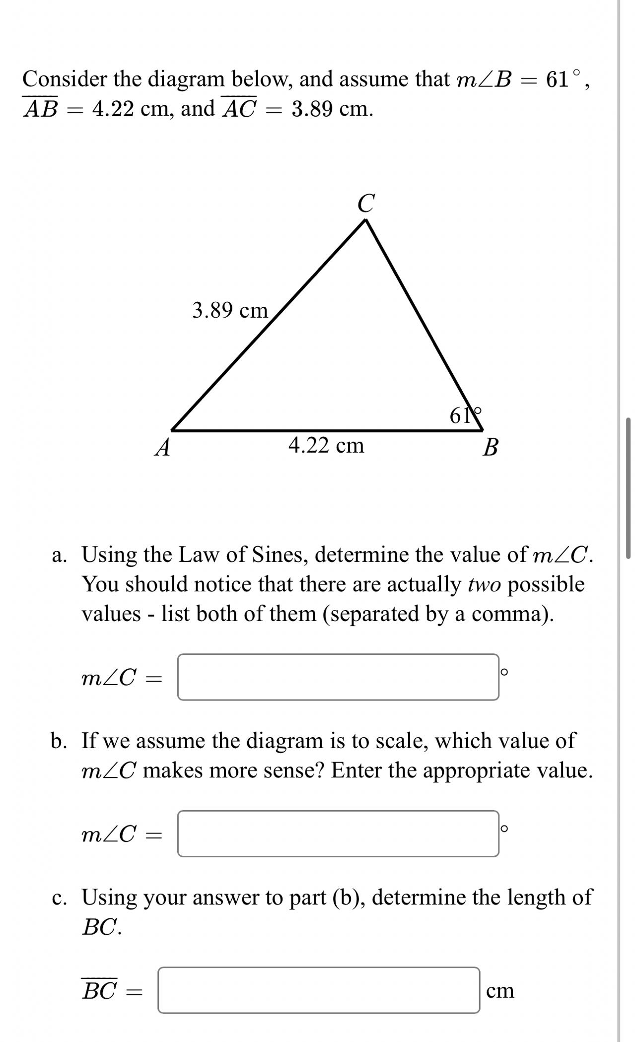 Solved Consider the triangle shown in the diagram below. | Chegg.com