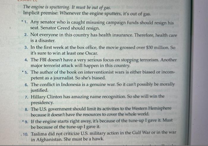 The engine is sputtering. It must be out of gas. | Chegg.com