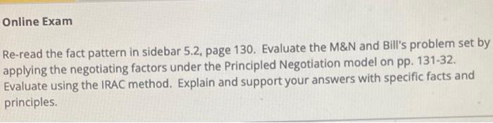 Online Exam Re-read the fact pattern in sidebar 5.2, | Chegg.com
