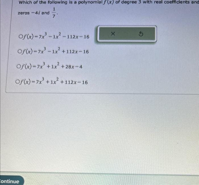 Solved Which of the following is a polynomial f(x) of degree | Chegg.com