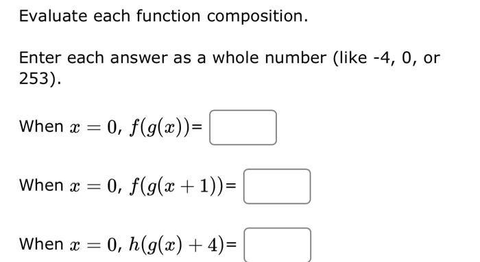 Evaluate each function composition. Enter each answer | Chegg.com