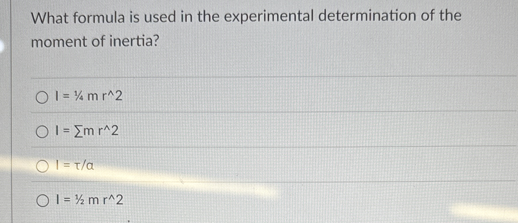Solved What formula is used in the experimental | Chegg.com
