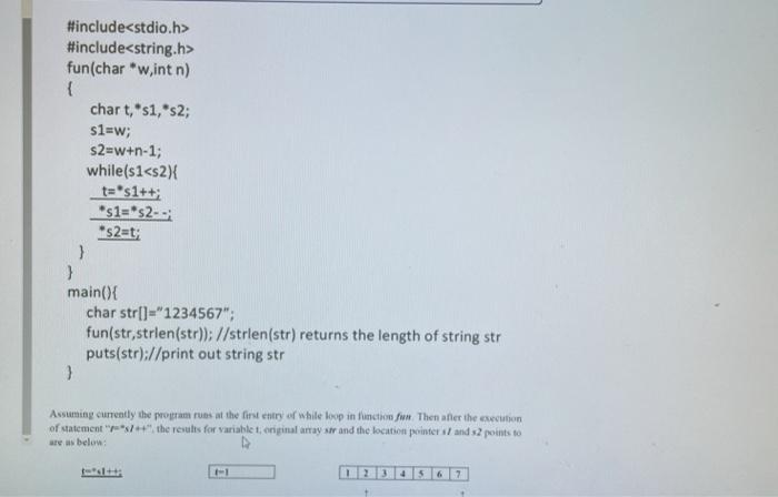 Solved #include #include fun(char*w.int n) { chart,"s1,"s2; | Chegg.com