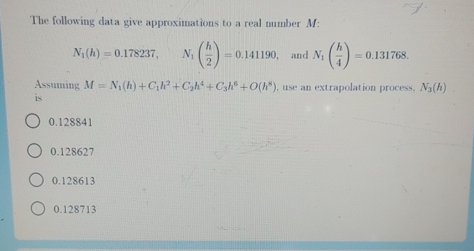 Solved The following data give approximations to a real | Chegg.com