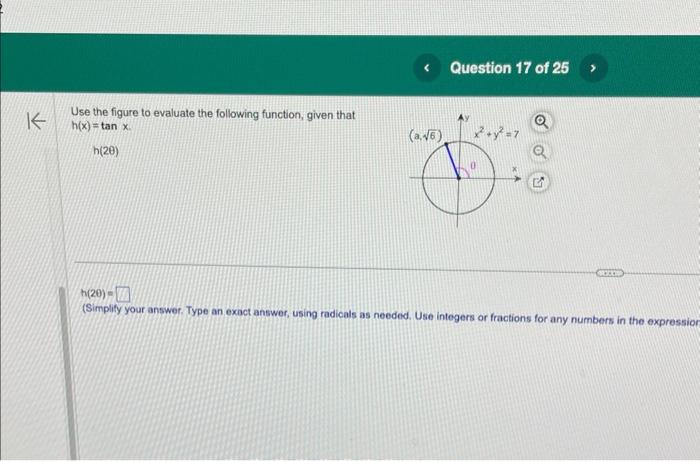 Solved Use the figure to evaluate the following function, | Chegg.com